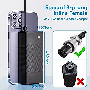 VHBW Charger Replacement for Razor Electric Scooter Compatible with Razor E100 MX350 E125 E150 E200, I750, I1000, Mongoose M750, X-Treme X-600, Schwinn S600 S1000 ST1000 Stealth X1000