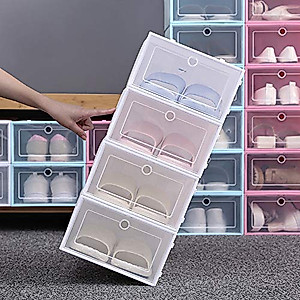 loinhgeo Flip-Open Cover Transparent Stackable Storage Box Shoes Drawer Case Organizer Home Decor Green S