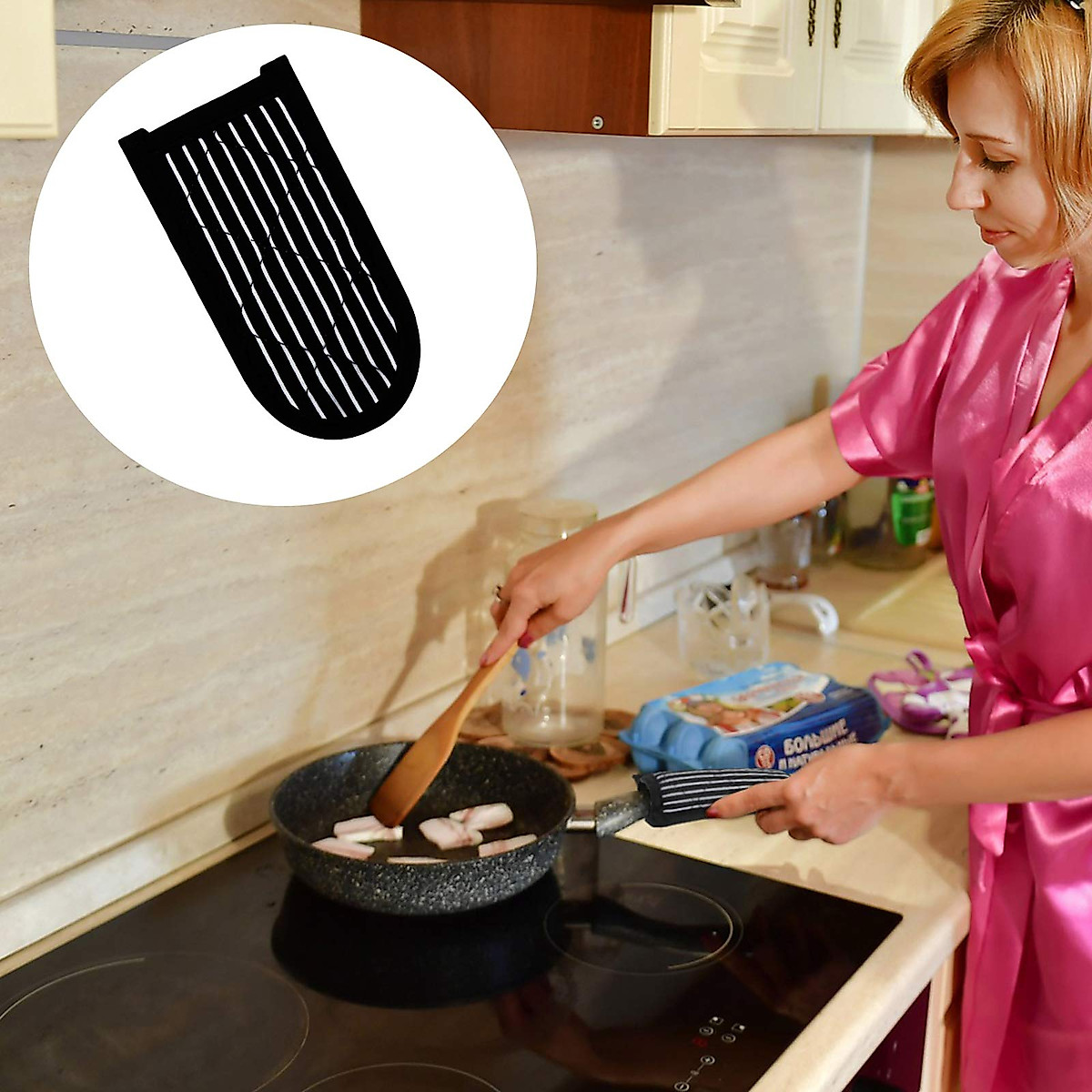 7 Pieces Hot Handle Holders Non-Slip Skillet Pot Holders Heat Resistant Non-Slip Machine Washable Handle Cover for Home Kitchen, BBQ and Baking Supplies