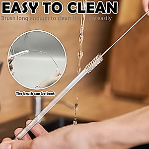 6Pcs Replacement Straws for Stanley Water Bottles, Plastic Straws Reusable Cleaning Brush Compatible with 14/20 /30/40 OZ Water Bottle, Cup Straws Drinking Reusable, Bottle Accessories (White)