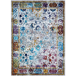 Couristan Gypsy Retro Damsel Area rug, 5'3" x 7'6", Ivory-Mushroom-Multi