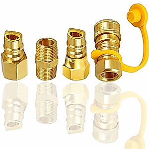 MCAMPAS 3/8 Inch Natural Gas Quick Connect Fittings, Natural and Propane LP Hose Extension Quick Disconnect Kit for Gas Grills, Patio Heater, Pizza Oven, Patio Fire Pit, Generator - 4 Piece