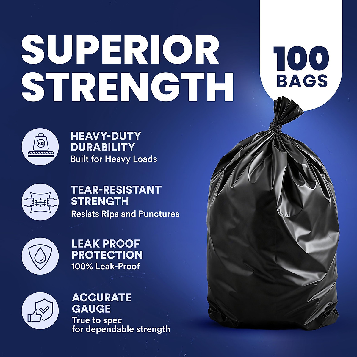 Plasticplace 55 gallon Trash Bags │ 1.2 Mil │ Black Heavy Duty Garbage Can Liners │ 38” x 58”