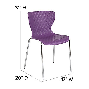 EMMA + OLIVER Contemporary Design Purple Plastic Stack Chair