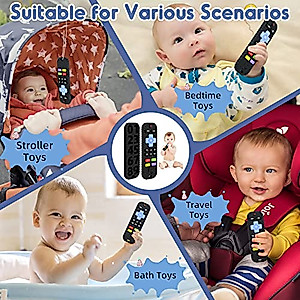 Teething Relief Teethers Toys for Babies 3-6 12 Months Gifts, Silicone Remote Control Baby Teether Bath Toys for 3 6 9 Months Newborn Infant Boy Girl Autism, Food Grade Silicone Sensory Toys, Black