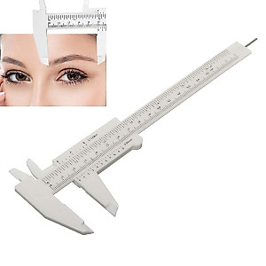 Vernier Caliper Waterproof Plastic Eyebrow Permanent Makeup Ruler Students Experimental Measurement Tools For Permanent Makeup Tattoo Eyebrow Line Lip