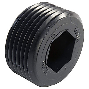 Caplugs TH-5 TH Series – Plastic Hex Socket Threaded Plug, 80 Pack, Black HD-PE, NPT Thread Size 3/8"-18 Temporary Use, Low Pressure Testing & in-Plant Processes, Oil & Heat Resistant (ZTH51KA1)