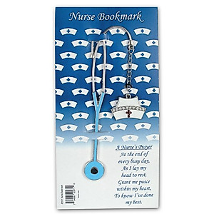Nurse Bookmark - Enameled Stethoscope with Jeweled and Enameled Hat Charm - Nurses Day Gift - Nurse Appreciation