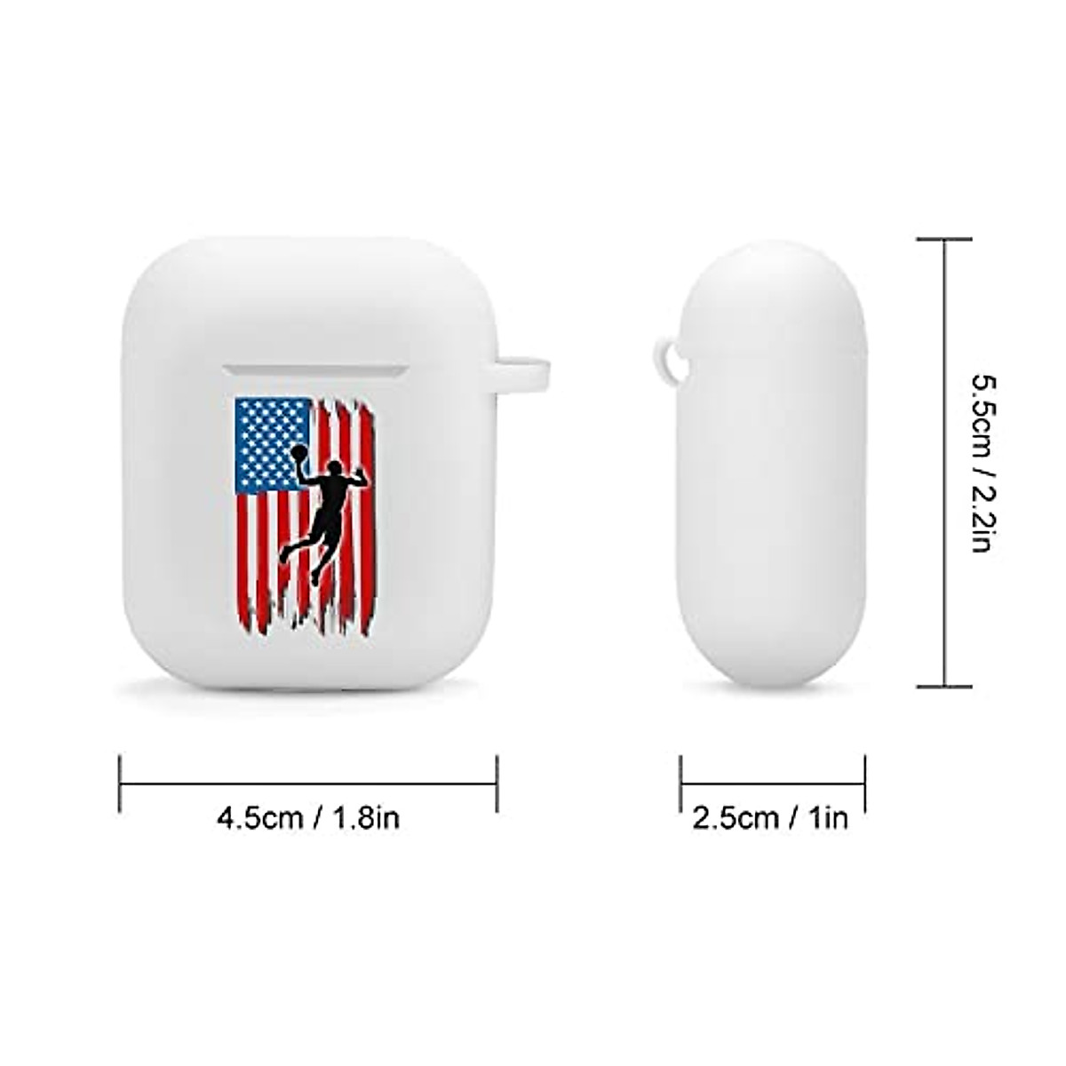 American Flag Basketball Silicone AirPods Case Protective Cover Compatible with AirPods 2 & 1 with Keychain