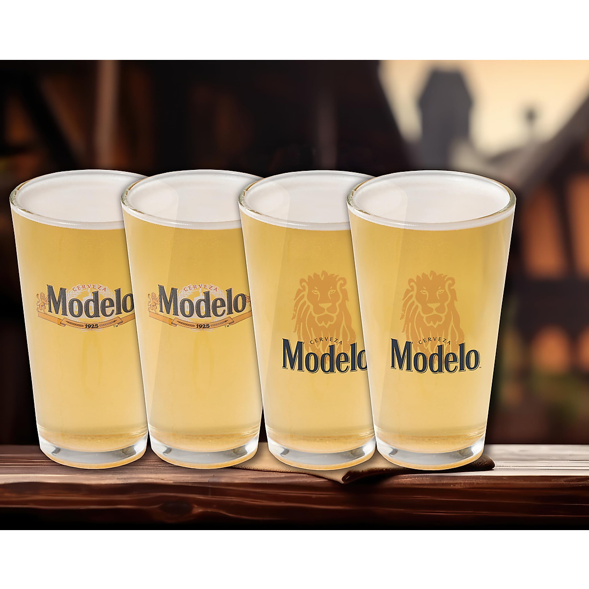LORD'S ROCKS Modelo 16oz Pint Glass - Set of 4 Authentically Licensed Compatible