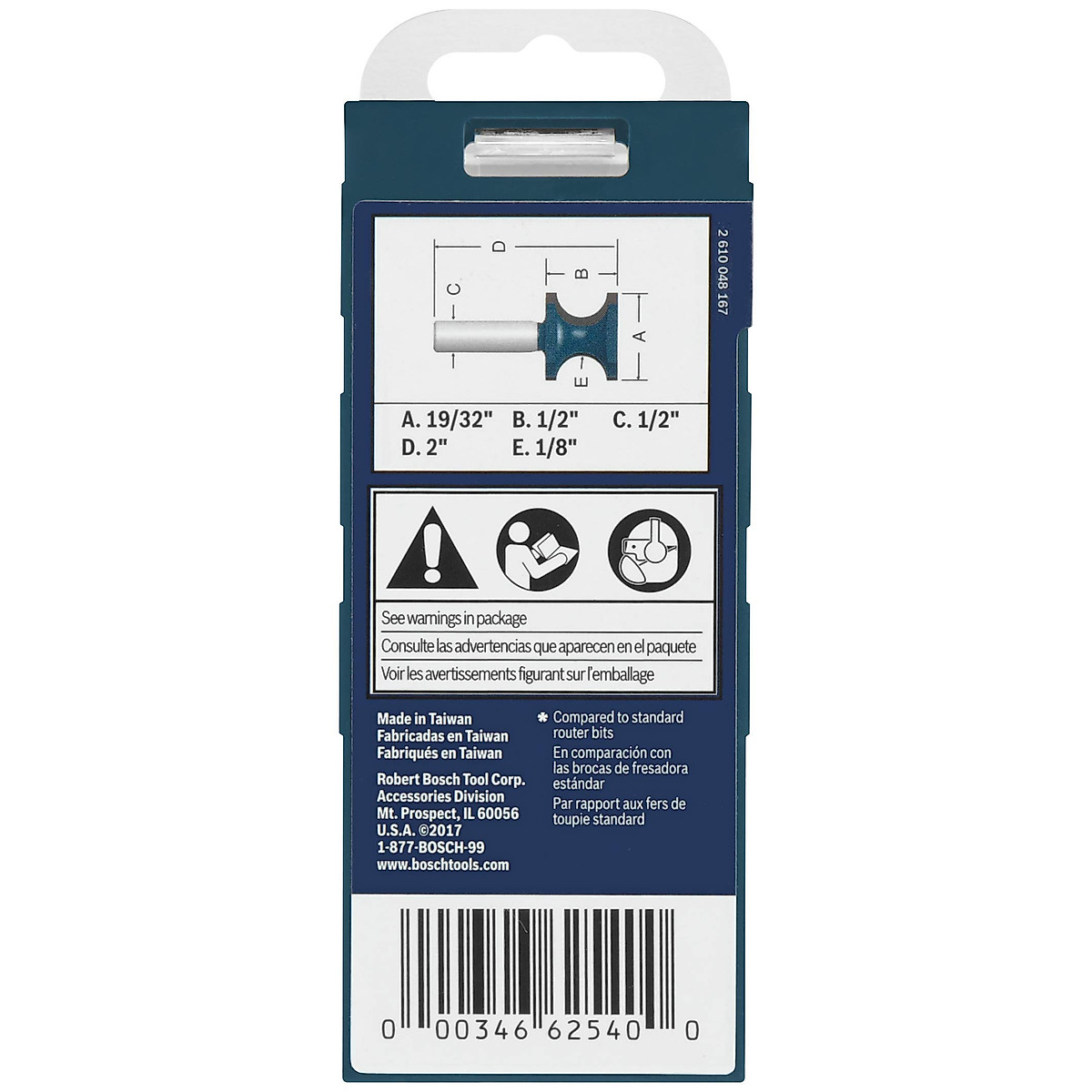 Bosch 84432MC 19/32 In. x 1/2 In. Carbide-Tipped Bullnose Router Bit