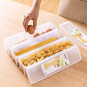 LYUN Canisters Pasta Container Noodle Food Storage Spaghetti Keeper Box with Lid Plastic1/ 3 Pcs Canister Sets for Kitchen Fresh-Keeping Drain Box Jars (Color : 3 PCS Pasta Storage Box)