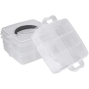 ifundom 3 Tier Craft Storage Container Box, Stackable Organizer Box with Dividers for Art Supplies, Fuse Beads, Washi Tapes, Beads, Hair Accessories, Nail, 6 x 6 x 5inch