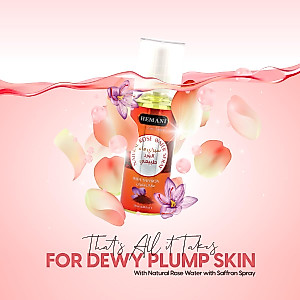 Hemani Rose Water Damask Spray with Saffron (120ml) - Natural Facial Mist for Glowing Skin, Hypoallergenic, Vegan, Cruelty-Free, No Dyes/Alcohol, Suitable for All Skin Types.