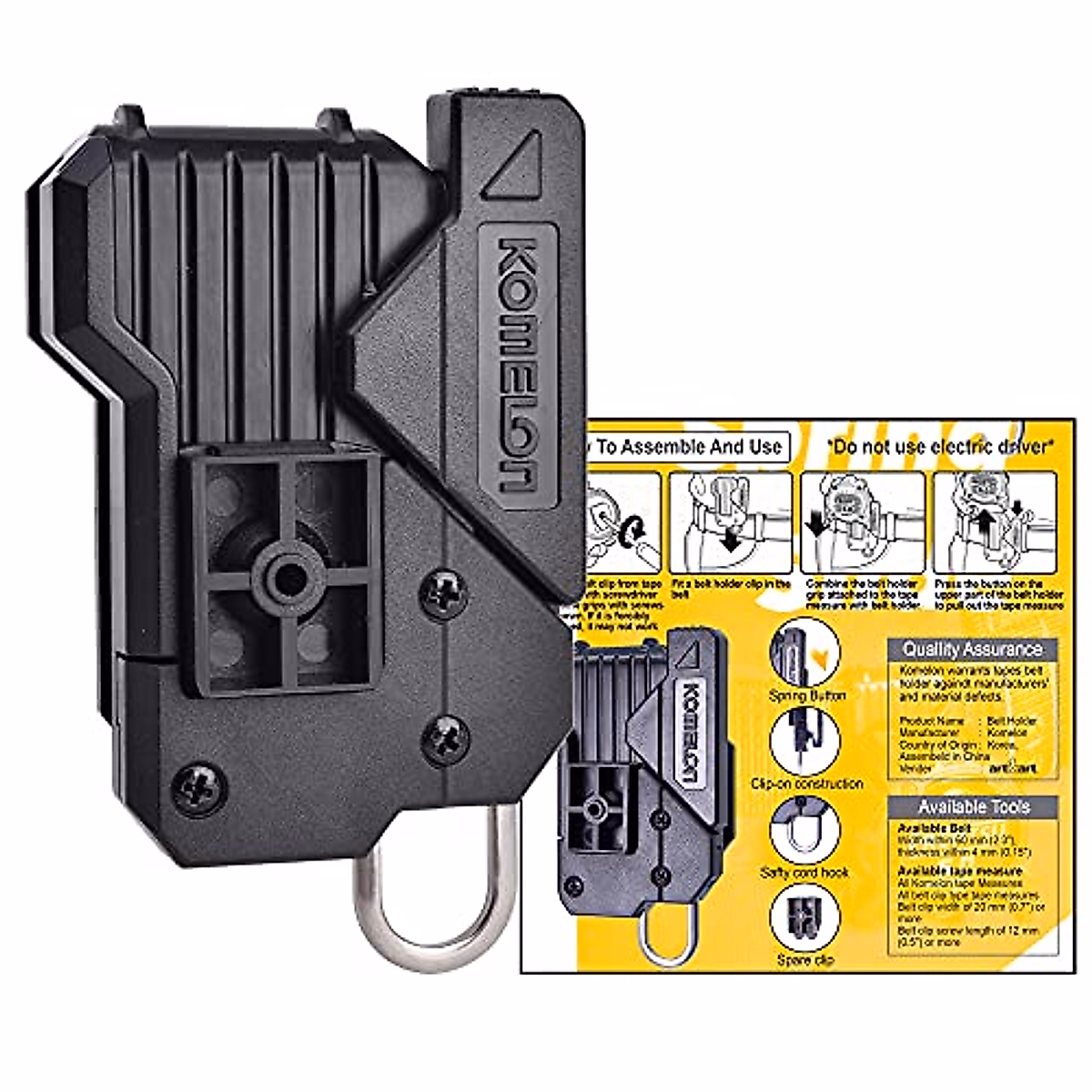 New Komelon Belt Clip Holder Quick-Draw Safety Tools for Measuring Measure Tape with English Manual