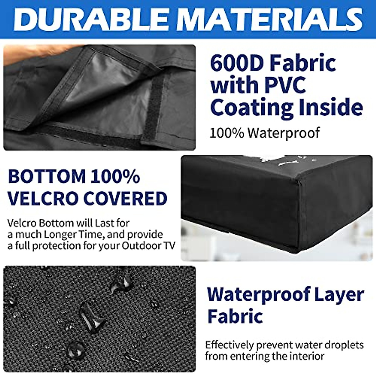 NEXCOVER Outdoor TV Cover, 52" to 55" TV Screen Protector, 600D Canvas Heavy Duty Waterproof Fade Resistant Material, World Map on Waterproof Canvas TV Protector for LCD, LED, Black