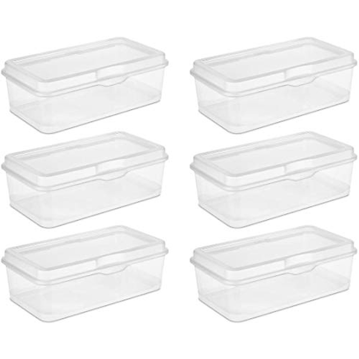 Flip Top Storage Box, Clear, Large, 4.5 x 13-In.