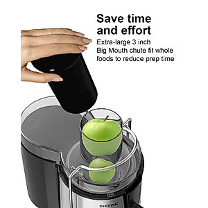 SiFENE Quick Juicer Machine, Centrifugal Juicer with 3" Big Mouth for Whole Fruits & Veggies, Easy to Clean, Non-BPA Stainless Steel Kitchen Juicer