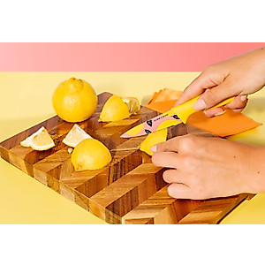 DURA LIVING 2-Piece Colorful Citrus Kitchen Knife Set - Nonstick Stainless Steel Ultra Sharp 5 Inch Utility, 3.5 Inch Paring Multipurpose Cooking Knives With Matching Sheaths