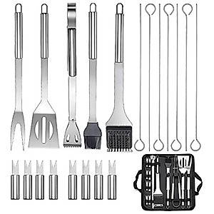 20Pcs Grilling Accessories BBQ Tools Set, Professional Stainless Steel Barbecue Tools Kit with Storage Bag for Outdoor Cooking Camping Grilling,Best Grill Gift for Men Women
