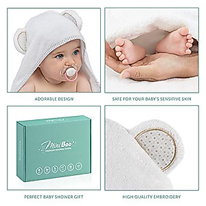 MINIBOO Hooded Baby Towel - Ultra-Soft and Hypoallergenic Rayon from Bamboo Baby Towels for Newborns, Infants, and Toddlers - Super Absorbent Baby Bath Towels