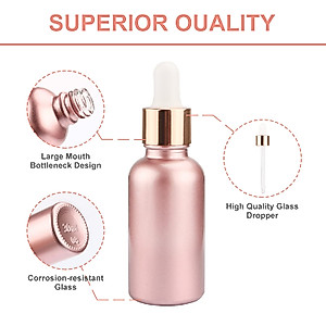 12 Pack Pink Glass Dropper Bottle Essential Oils Bottle With Glass Eye Dropper Perfume Sample Container Glass Vials For Liquids (30ml/1oz)