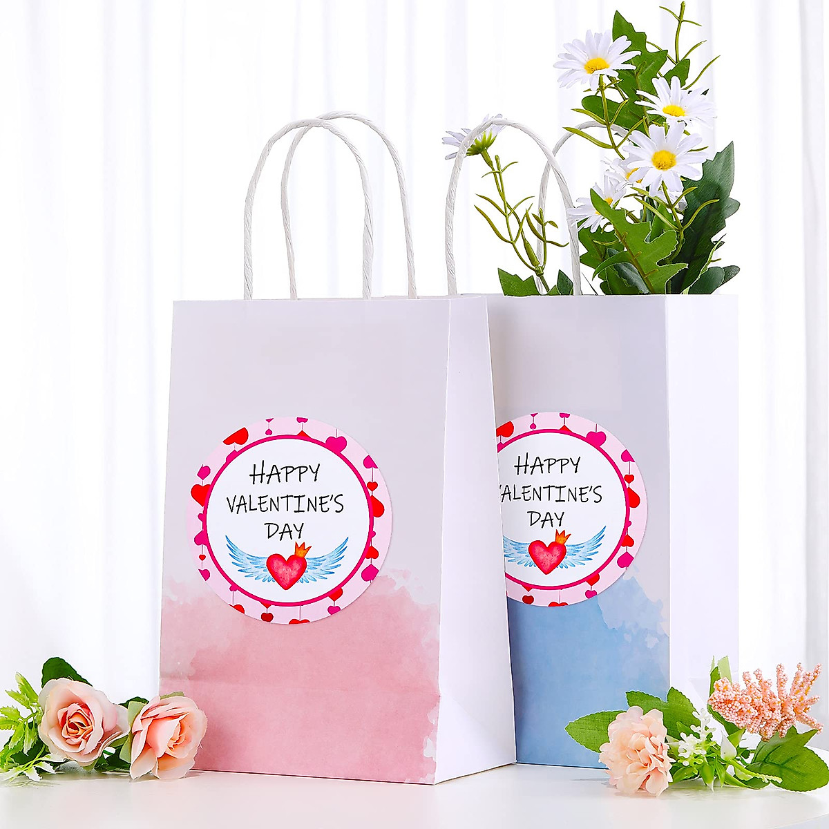 50 Pcs Valentine's Day Gift Stickers Valentines Stickers Round Valentines Labels Valentines Day Stickers for Envelopes Self Adhesive Love Decorative Stickers for Valentine Gift Wrap