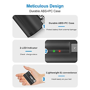 1Pack Replacement for Ring Battery Compatible with Ring-Doorbell-Camera 2/3/4/3plus, Stick Up Cam Battery (2nd and 3rd Gen), Also for Spotlight Cam and Peephole Cam, Rechargeable 3.65V 6040mAh Battery