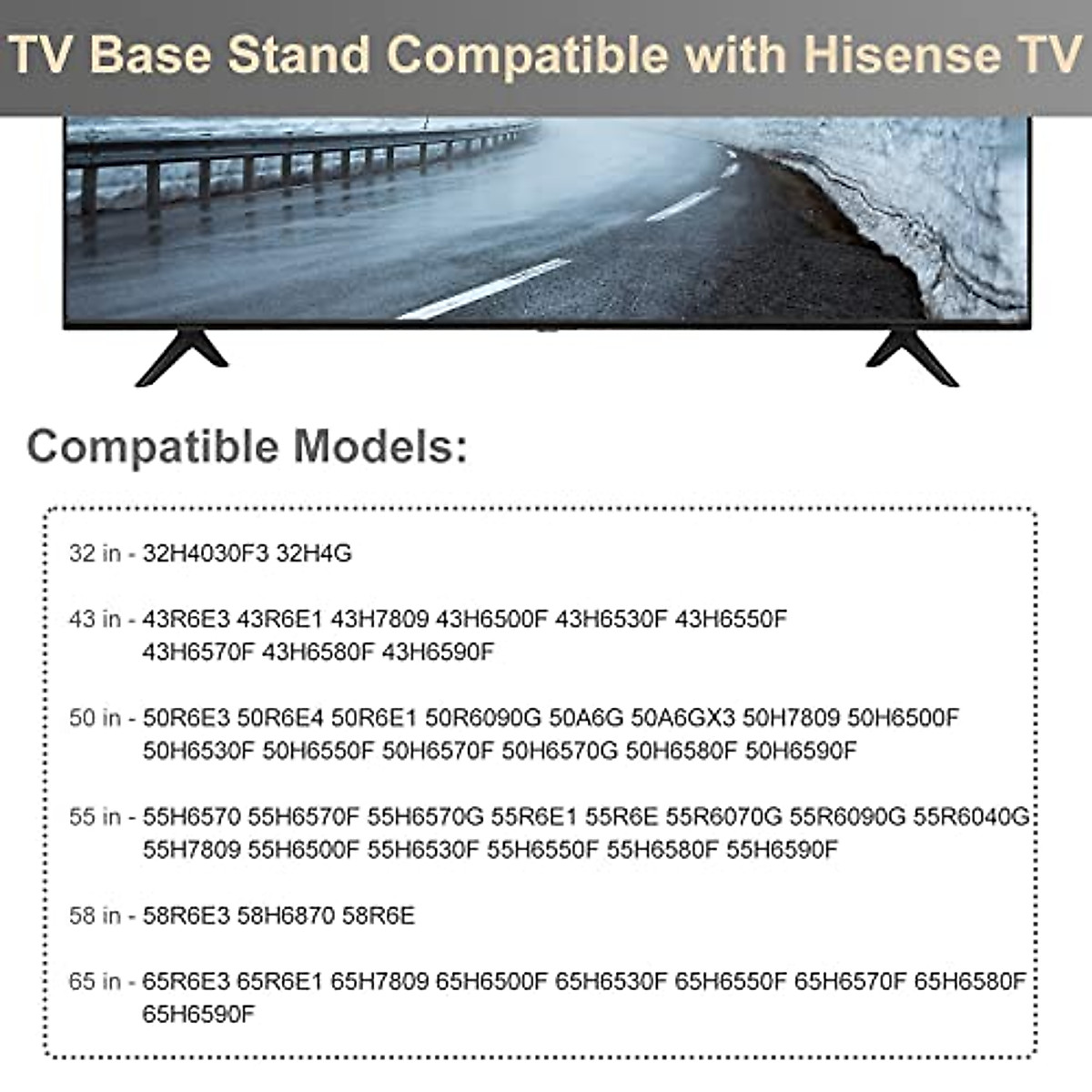 TV Legs for Hisense TV Legs with Remote for Roku TV & Roku Players, TV Base Stand for Hisense TV Stand 32" 43" 50" 55" 58" 60" 65" TV with Screws, Base Stand & Replacement Remote for Hisense Roku TV