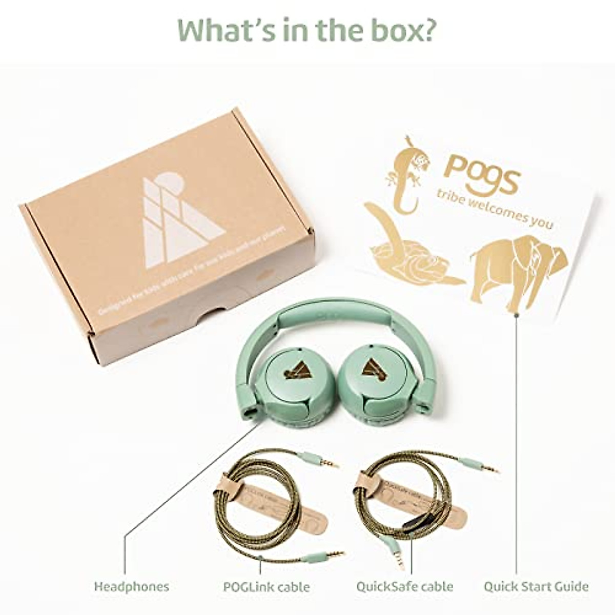 POGS Kids Wired Headphones | The Elephant | Foldable and Durable Headphones for Kids 3+ with Volume Control, Microphone, Volume Limiter 85 dB | Music-Sharing Function | (3.2ft, 3.5mm)