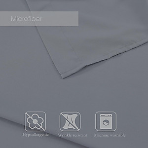 SereneSleep Grey Duvet Cover Set Full Size - Soft Brushed Microfiber Full Size Duvet Cover 3Pcs, Includes 1 Duvet Cover with 2 Pillow Sham Lightweight, Breathable, Easy Care (Full, Grey)