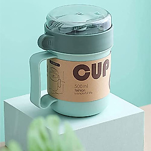 SUNSHNO Soup Mug with Lid and Scoop,18 Ounce Microwave Soup Mugs Food Flasks Oven Milk Cup Food Jar Container for Breakfast Soups, Noodles, Hot Cereal and More (Green)