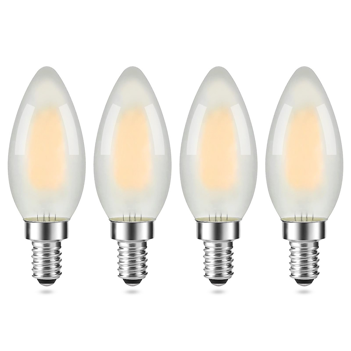 Candelabra LED Light Bulbs 25W Equivalent, E12 Base, 2700K Soft Warm White, Frosted E12 LED Bulb Dimmable, B11 Chandelier Light Bulbs, 2W, 200LM, Candle Light Bulbs, 4 Pack