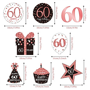 Blulu Birthday Party Decorations, Birthday Party Rose Gold Hanging Swirls Ceiling Decorations Shiny Foil Swirls for Birthday Decorations Supplies 30 Count (60 Style)