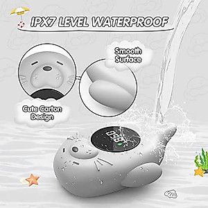 Baby Bath Thermometer Safety, Auto ON/Off Waterproof Bathtub Thermometer with Temperature Warning, Rubber Sea Otter Pool Floating Toy for Infant Toddler Bathing