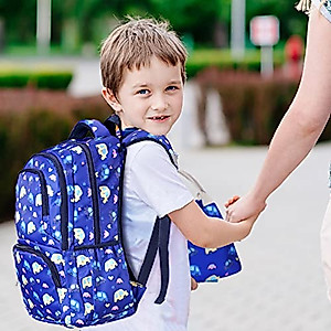 Unineovo Backpack for Boys, Car Backpack,Lunch Box Schoolbag for Kids, Kids Boys Water Resistant Laptop Backpack,Lightweight Bookbag with Pencil Case,3 Pcs Set Nylon Side Pocket Backpack for School