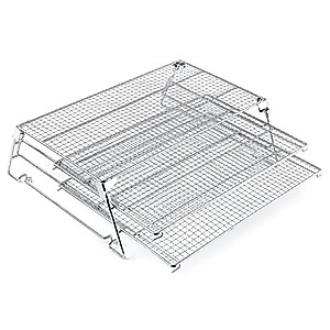 FLAMETOP Foldable Sliding 3 Tiered Jerky Rack Extension Cooking Space Applicable to Barrel Style Pellet Smoker Grills