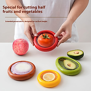 4 Pcs Set Silicone Fruit and Vegetable Storage Container Box for Fridge,Keep Fresh Fruit and Vegetable Anti-oxidation Storage Box for Veggie,Onion,Garlic,Lemon,Tomato,Potato,Avocado for Refrigerator