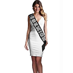RhinestoneSash High School Graduation Gift - BLOCK 2023 Senior Black Satin Sash - Senior Graduation Supplies & Gifts - (Senior23) Black…