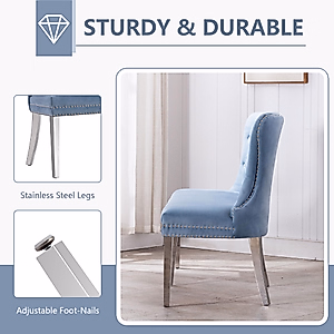 LOULENS 65'' Upholstered Velvet Settee Bench 3 Seater, Modern Tufted Banquette Bench with Back, Accent Loveseat Sofa with Stainless Steel Leg for Dining, Living Room (Blue)