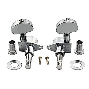 Musiclily 3+3 Epi Style Guitar Machine Head Sealed Tuners Tuning Pegs Set for Les Paul Style Electric Guitar or Acoustic Guitar Half Moon Button Chrome