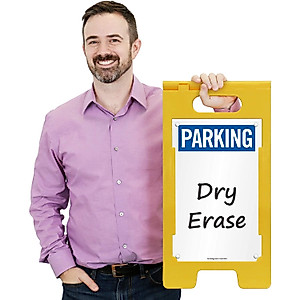 SmartSign - SF-0318-FB-25x12-DE "Parking" Blank Write-On Folding Floor Sign | 25" x 12" Plastic