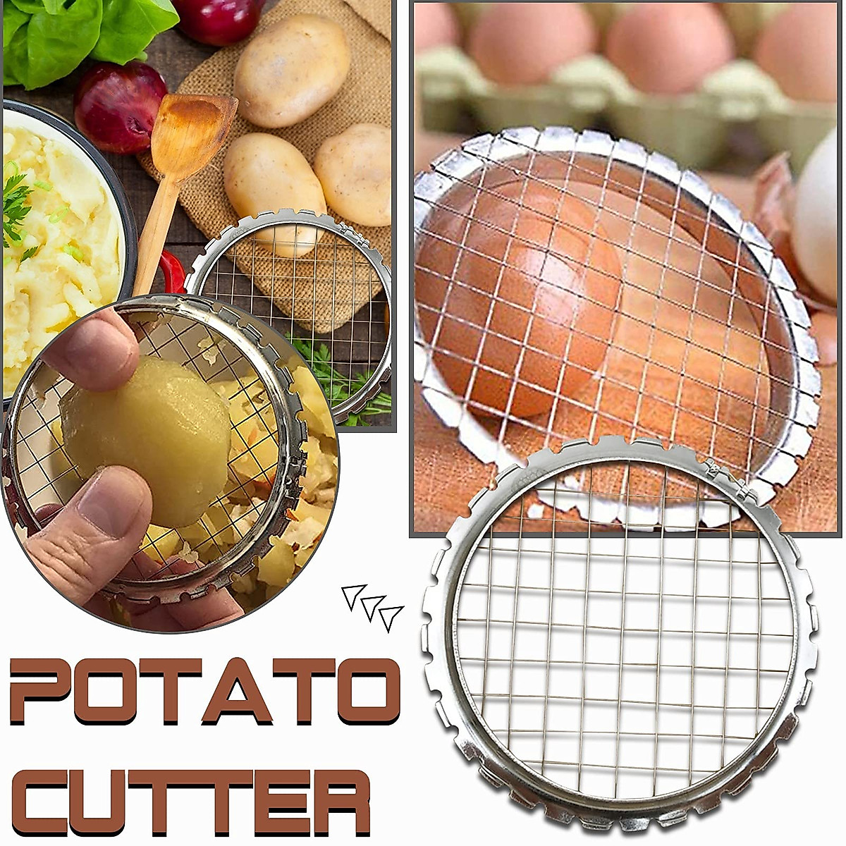 Totruning Egg Chopper for Hard Boiled Eggs - Egg Salad Choppers Stainless Steel Egg Slicer - Manual Egg Dicer Kitchen Tool for Egg Salad (A)