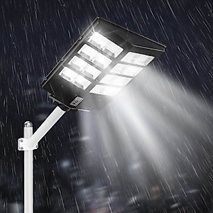 Aihanfir 800W Solar Street Light Outdoor Waterproof, with Motion Sensor and Remote Control for Parking Lot Lights Commercial, Yard, Road- 30W Solar Charging Panel, 25000mAh, 6500K Double-Chip LED