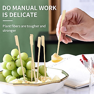 6 inch 200PCS Bamboo wood wooden Paddle Picks Skewers for Cocktail, Appetiser, Cast iron Grilling, Yakitori, Shabu Shabu, Hot pot, Fruit Kabobs, Sandwich, Barbeque Snacks