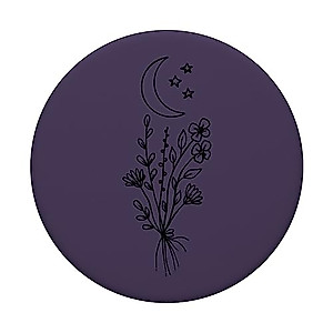 Dark Purple - Boho Moon Wildflower Floral PopSockets Standard PopGrip