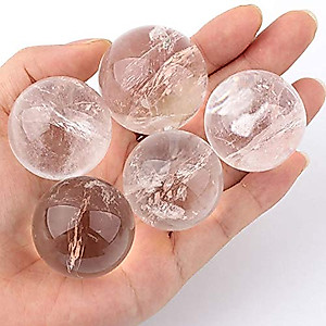 Wixine 1Pcs 35-40mm Rare Clear Natural Rainbow Large Quartz Crystal Sphere Ball Healing Stone