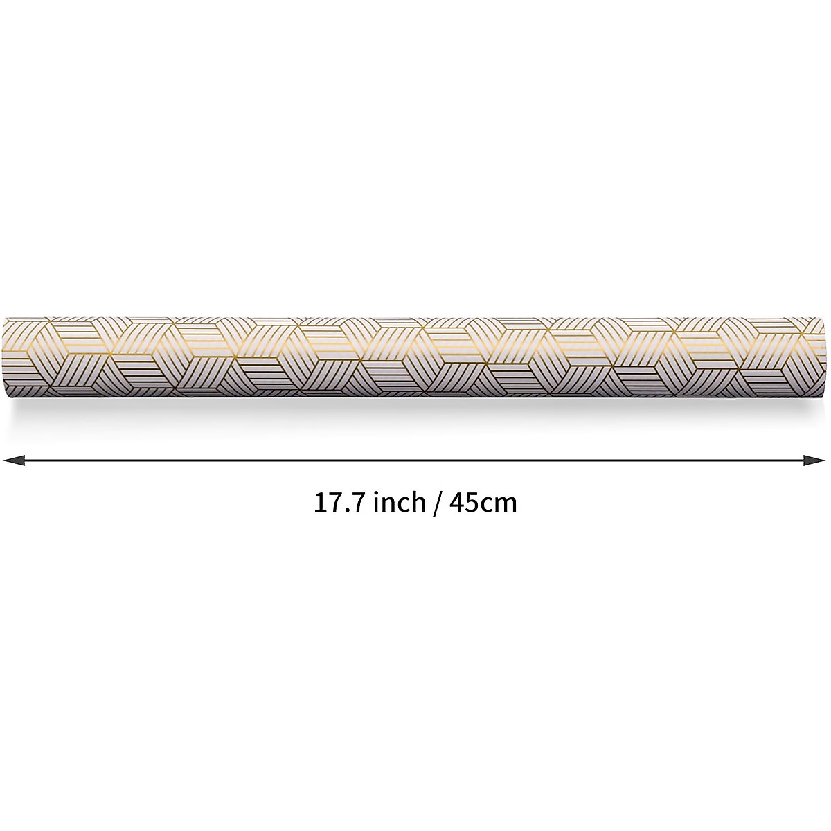 AUCLAY Reversible Wrapping Paper for Birthday Christmas Wedding Baby Shower Holiday - Gold Foil Stripe and Geometric Design - All Occasion Gift Wrap Paper Roll, 17.7 Inch X 33 Feet