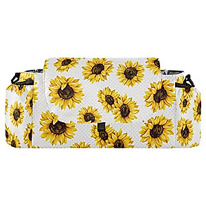 Sunflowers 1 Stroller Organizer with Cup Holder Universal Stroller Organizer Bag Detachable Shoulder Strap Stroller Accessories for Diaper Snacks Toys Keys Fit All Baby Stroller