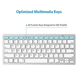 OMOTON Ultra-Slim Bluetooth Keyboard for iPad 10.2(9th/ 8th/ 7th Generation)/ 9.7, iPad Air 4th Generation, iPad Pro 11/12.9, iPad Mini, and More Bluetooth Enabled Devices, White